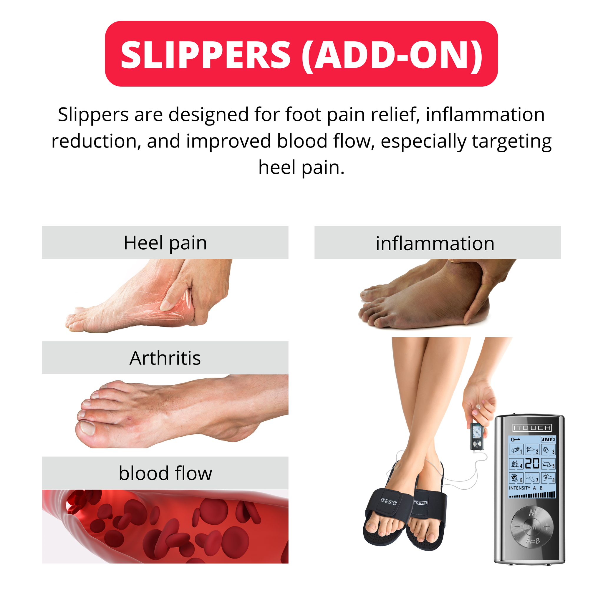 INFINITY TENS Complete 3-in-1 Pain Relief Package with Slippers and Be ...