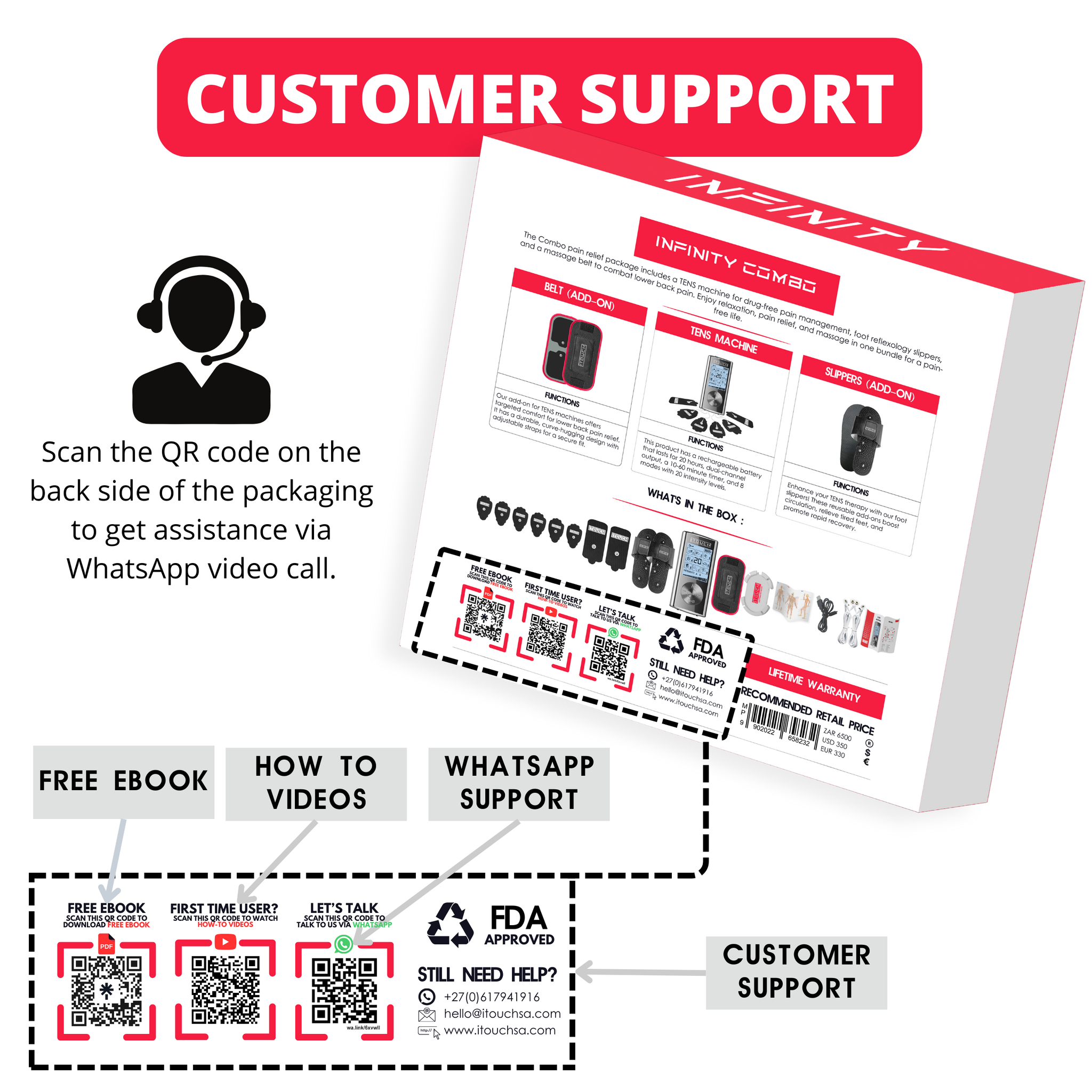 INFINITY TENS Complete 3-in-1 Pain Relief Package with Slippers and Be ...