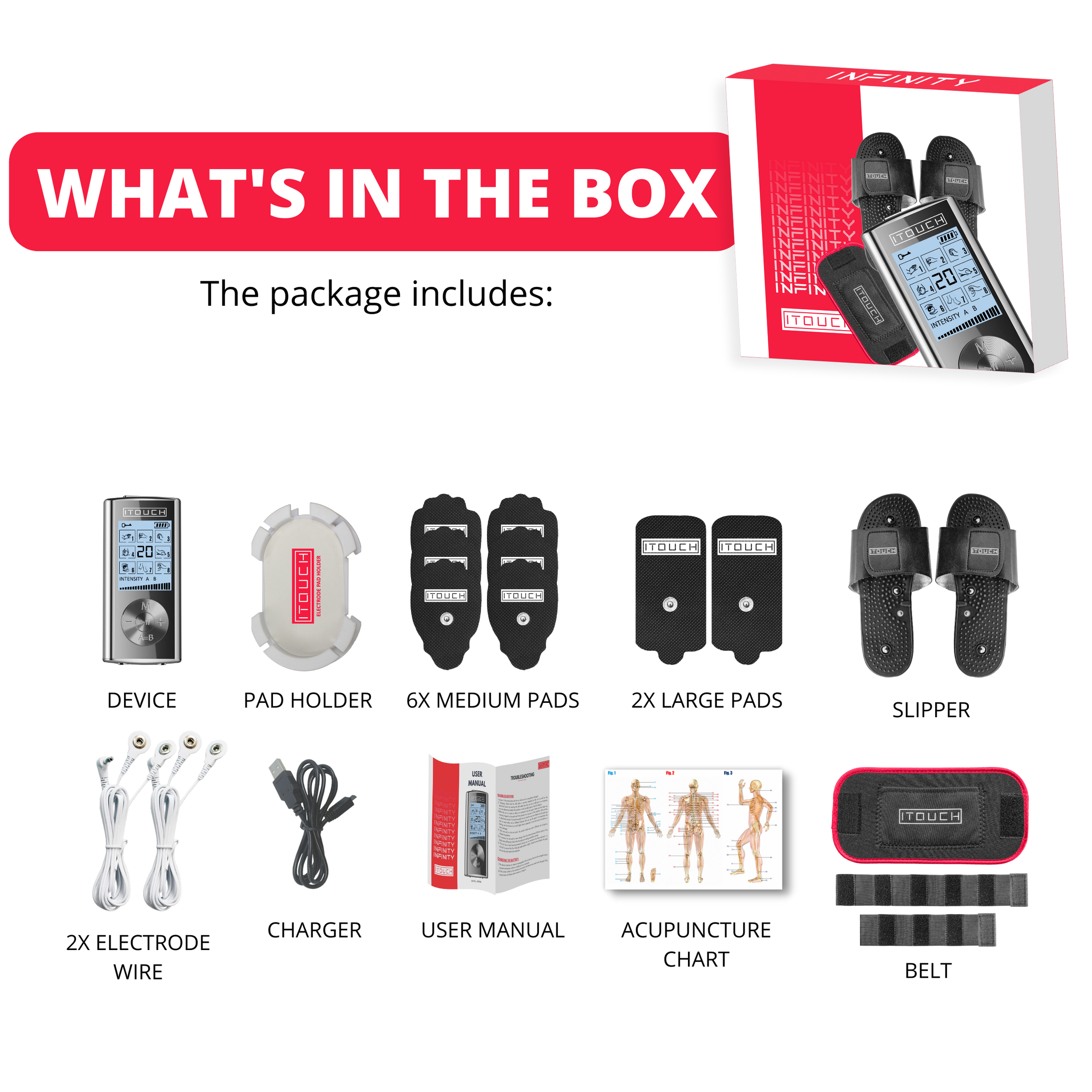 INFINITY TENS Complete 3-in-1 Pain Relief Package with Slippers and Be ...