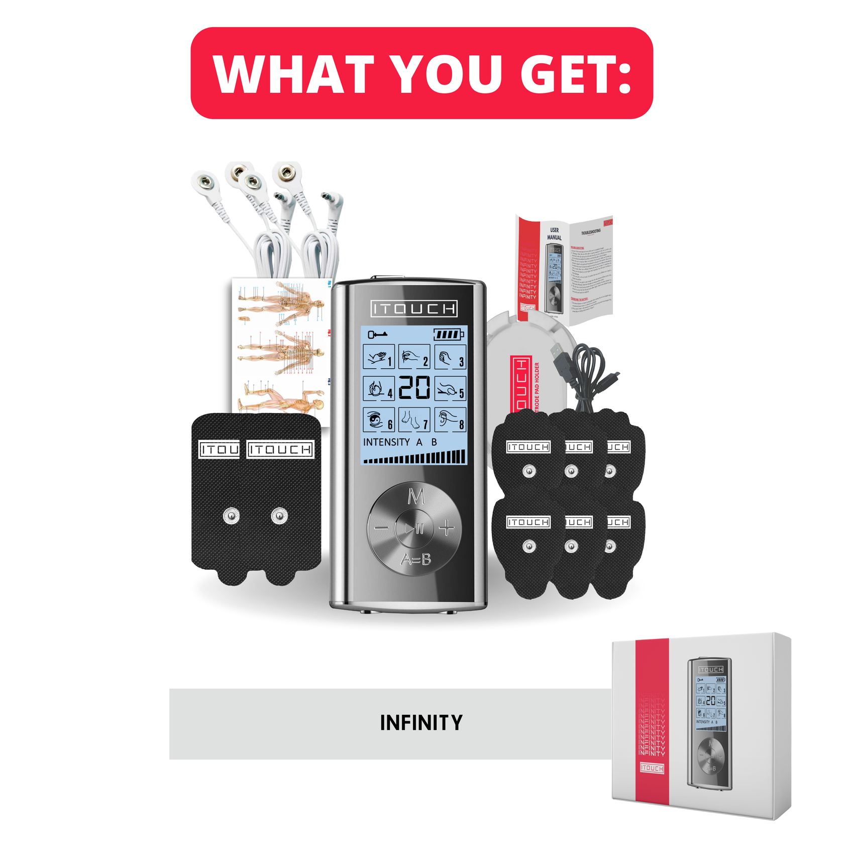 INFINITY TENS - 8 Modes, Dual Channel, Rechargeable Pain Relief Massag ...