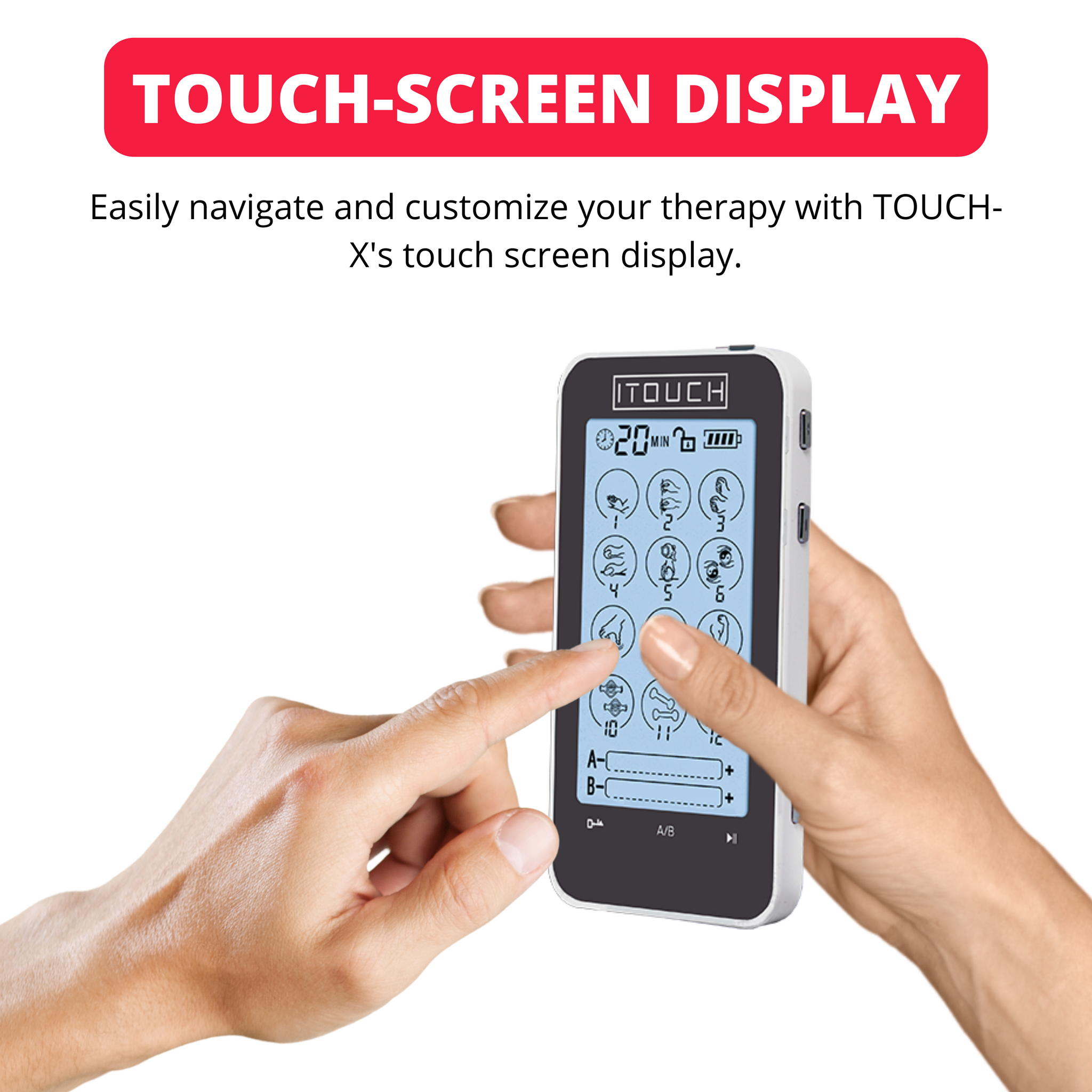 TOUCH-X TENS & EMS - 12 Modes, Dual Channel, Pain Relief Massager ...