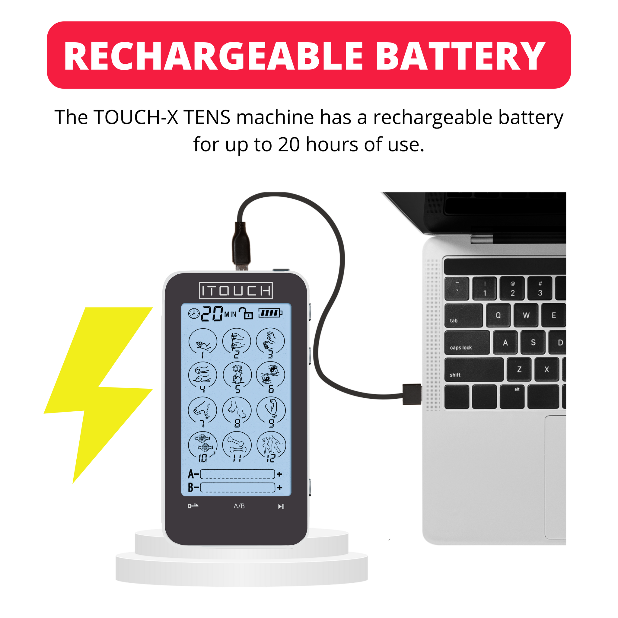 TOUCH-X TENS & EMS - 12 Modes, Dual Channel, Pain Relief Massager – ITOUCH-SA